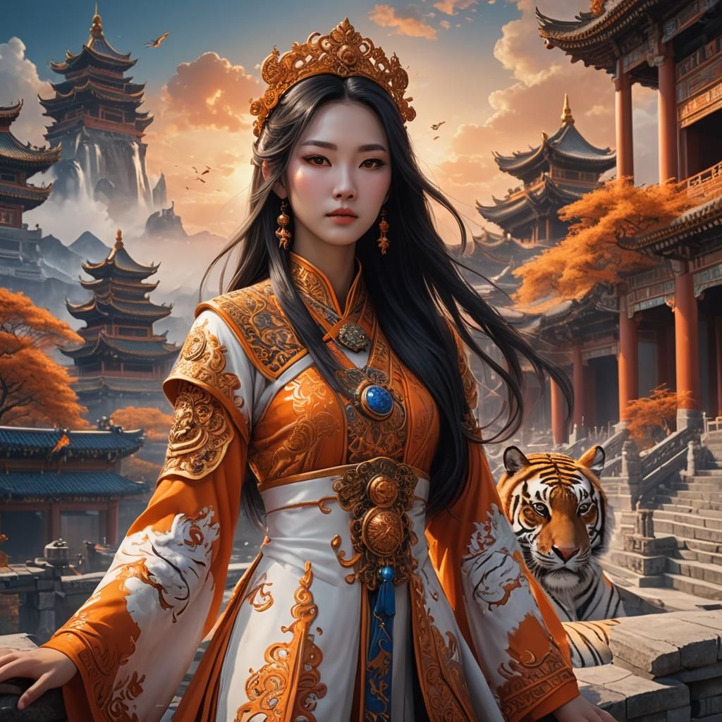 Royals Xianxia tunic in orange. the all-encompassing sky. - AI ...