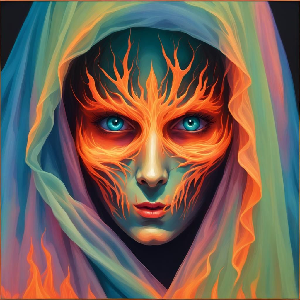 In a wide frame, portray a foreboding specter rising from obscurity ...