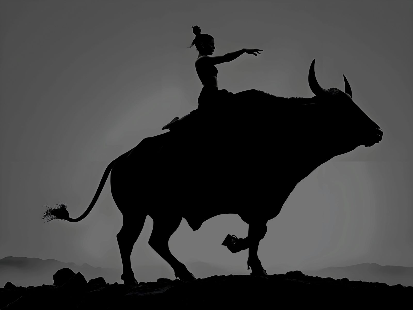 A photorealistic black-and-white depiction of a modern interpretation ...