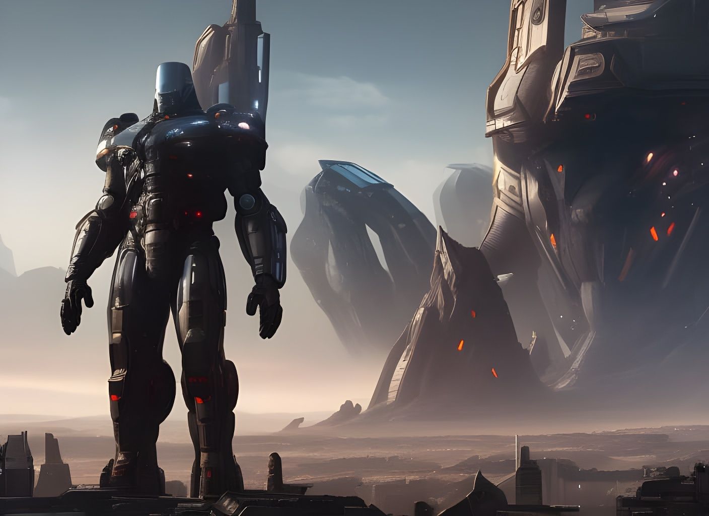 Giant Humanoid Mech (II) - AI Generated Artwork - NightCafe Creator