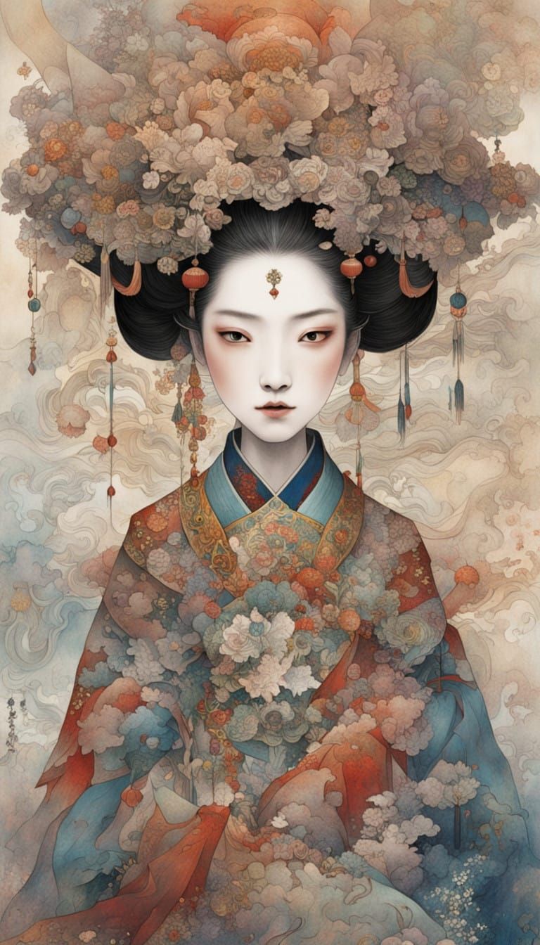 Whimsical Chinese Jester in Imperial Court Style - AI Art