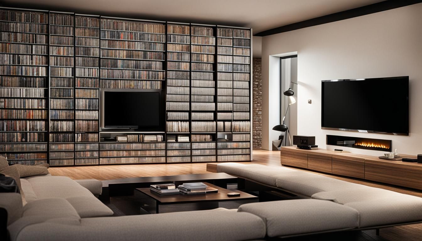 Living Room with DVDs - AI Generated Artwork - NightCafe Creator