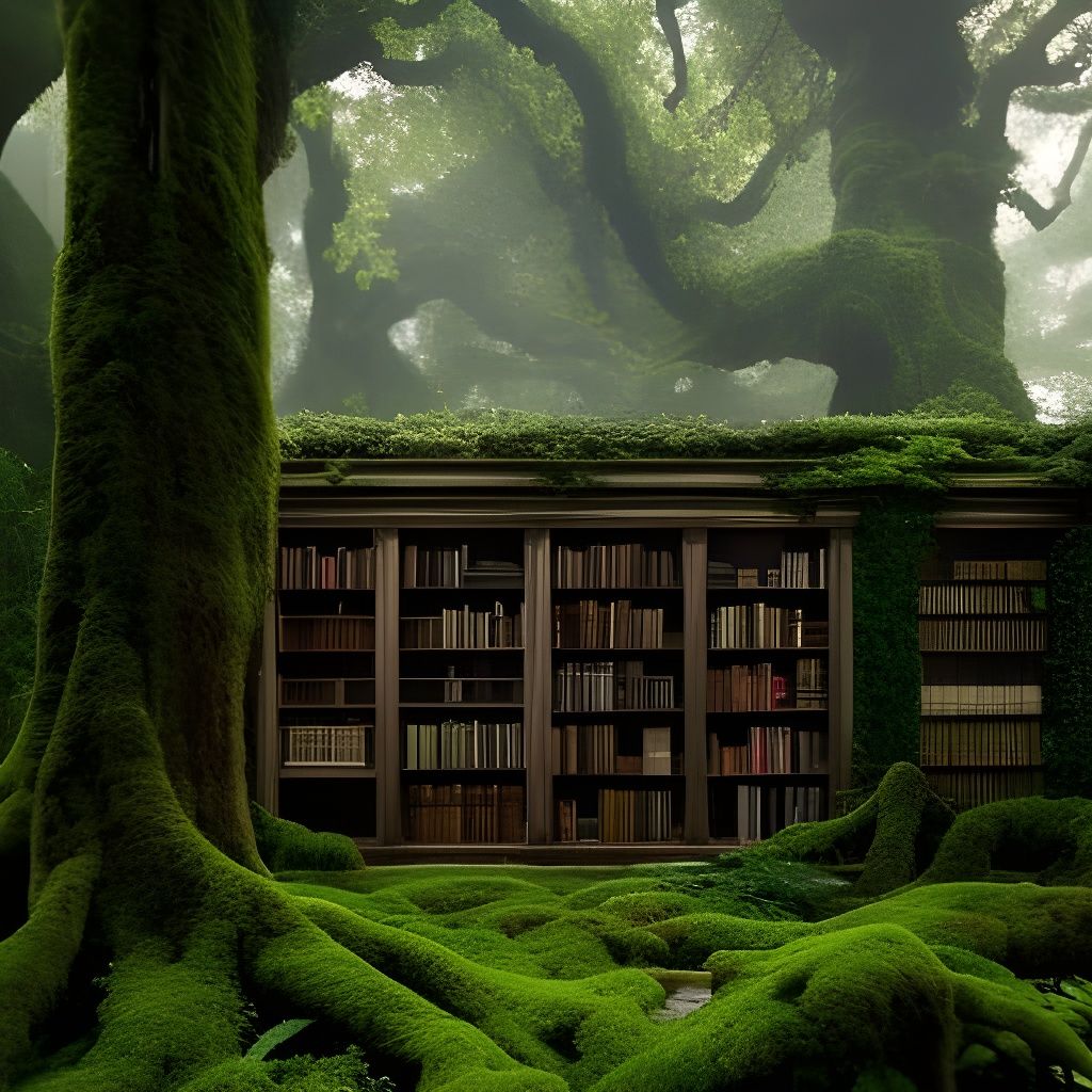 Overgrown library - AI Generated Artwork - NightCafe Creator