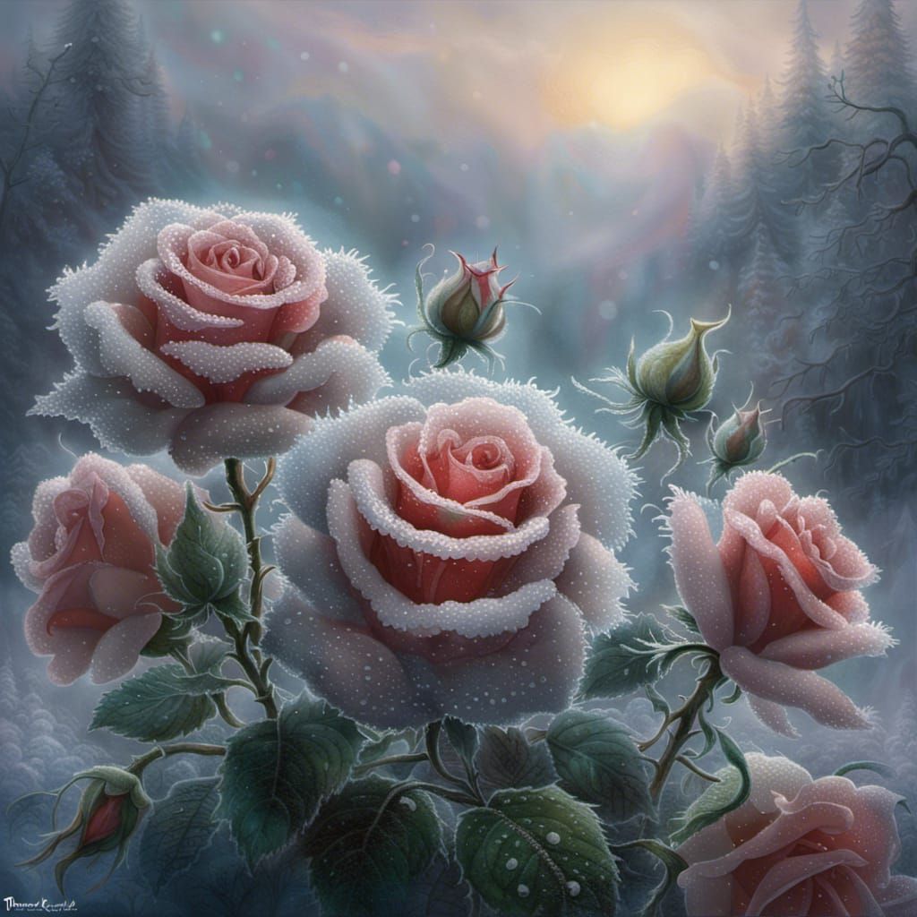 Frozen roses - AI Generated Artwork - NightCafe Creator