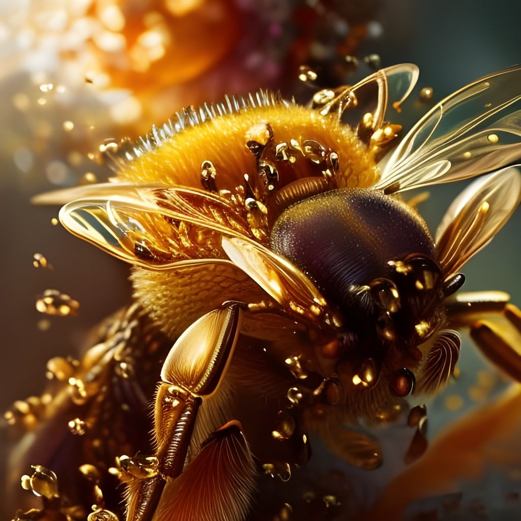 Bee in Honey Rain - AI Generated Artwork - NightCafe Creator