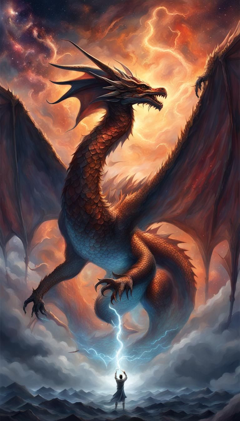God of Dragons Spreading its Wings across the Universe - AI Generated ...