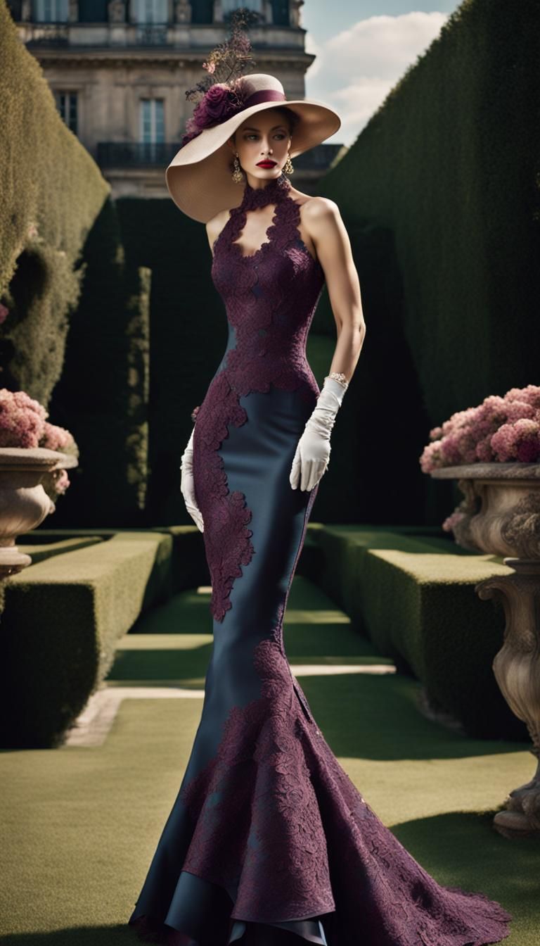 The modern mermaid dress in a lavish Parisian garden - AI Generated ...