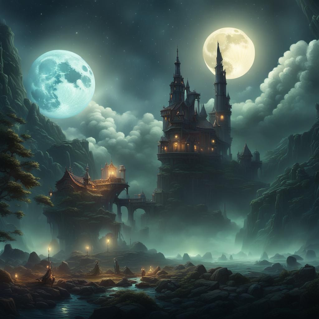 Night Castle in the Clouds - AI Generated Artwork - NightCafe Creator