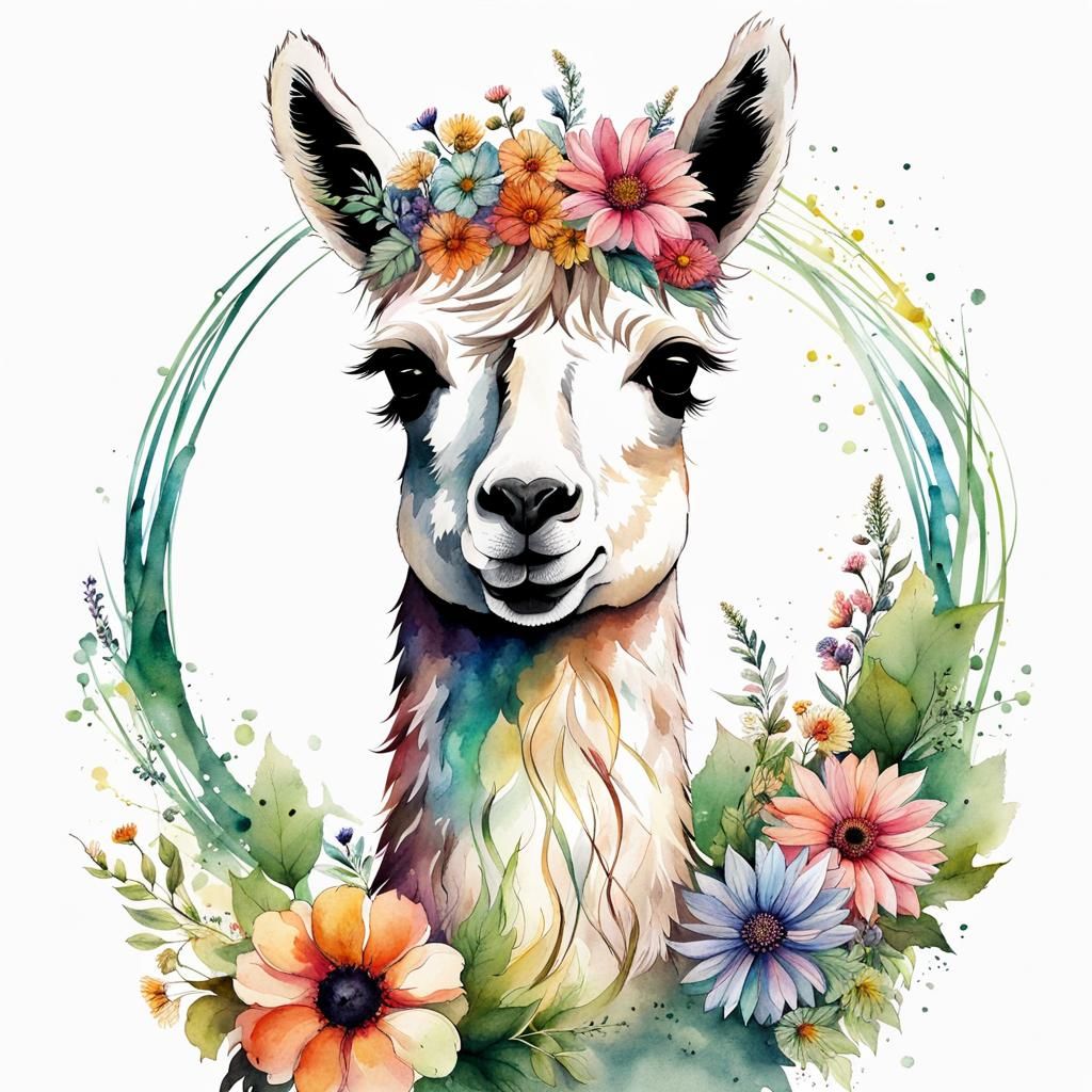 Watercolor llama - AI Generated Artwork - NightCafe Creator