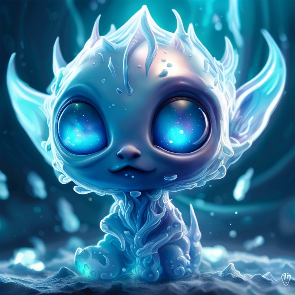 ethereal fantasy concept art of ice-themed closeup of a cute chibi ...