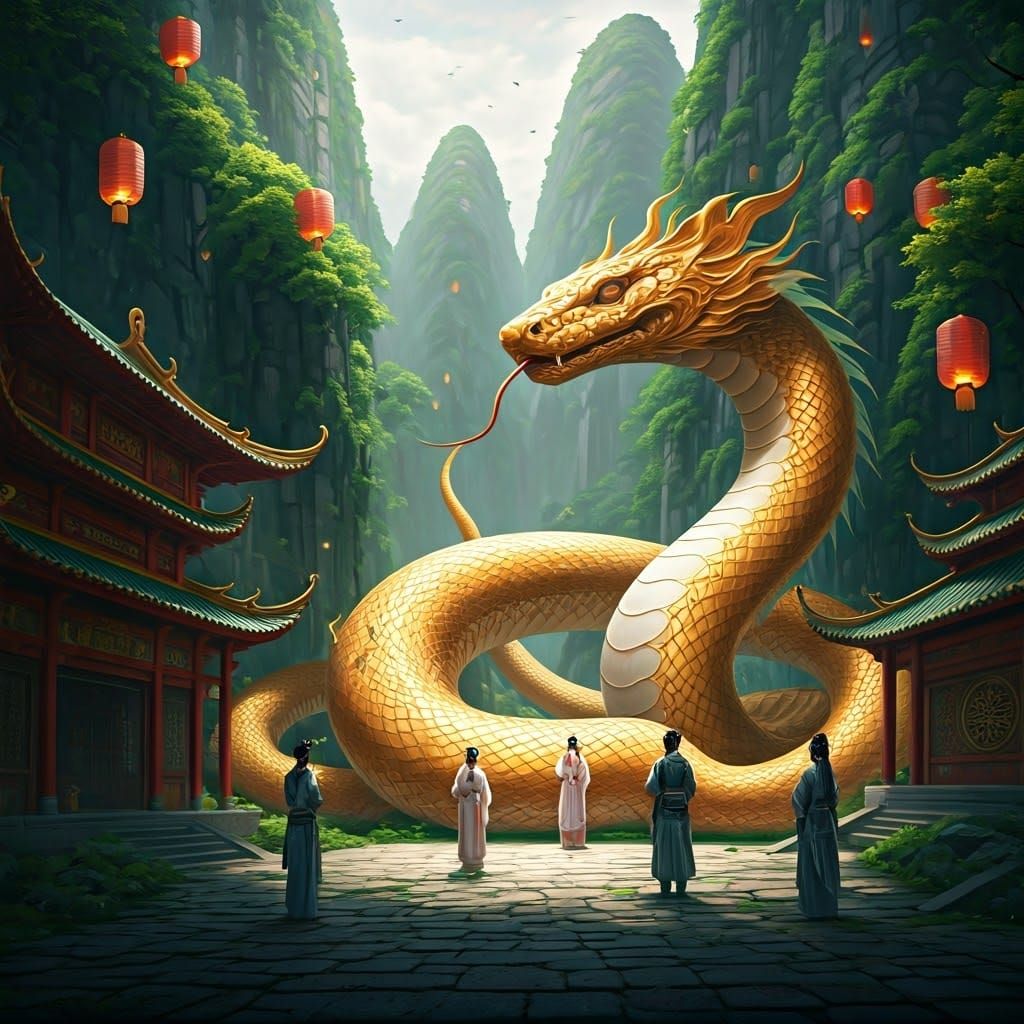 Worshipping the Snake - Majestic Chinese Serpent Embodies Gu...