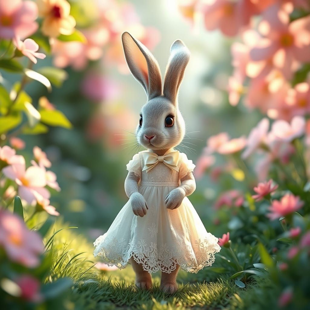 Enchanted Rabbit in Whimsical Garden Wonderland - AI Art