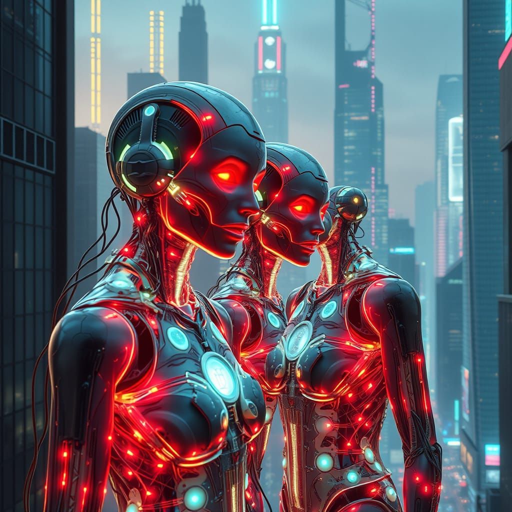 Humans Integrated with AI - Cybernetic Humans in Futuristic ...