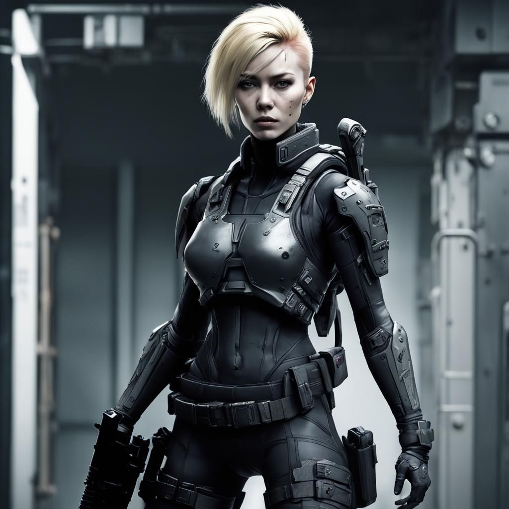 Photo realistic, concept art, full body, walking, dark shadows, female ...