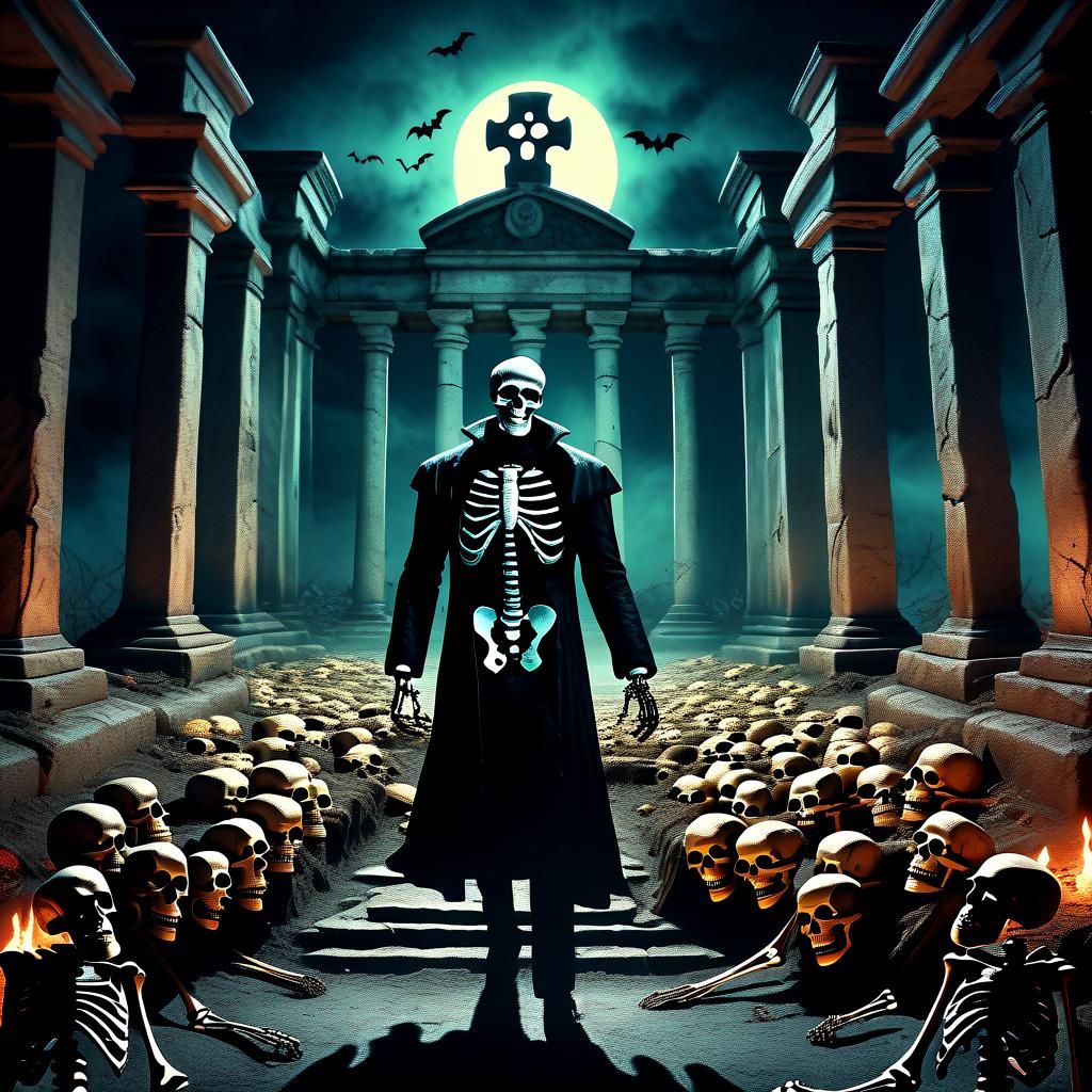 Vampires and Skeletons in a Dark, Atmospheric Necr... - AI Art