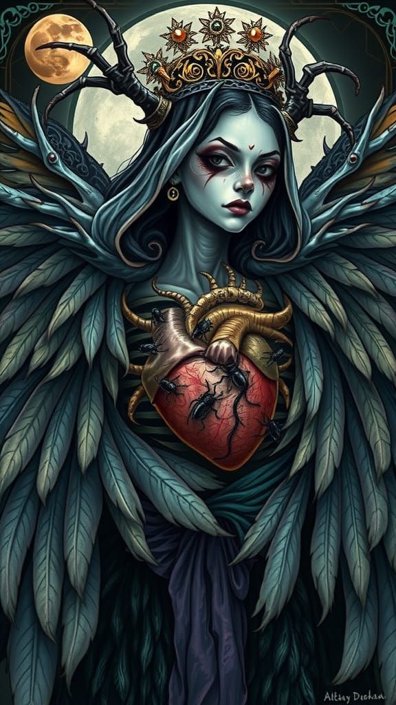 Mystical Oracle with Iridescent Feathers and Steam... - AI Art