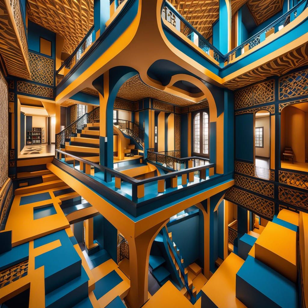Apartment designed and decorated by m.c. Escher tessellation optical ...