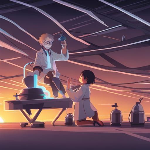 mad scientist conducting experiment, art, Fantia Studio Ghibli, Anime ...