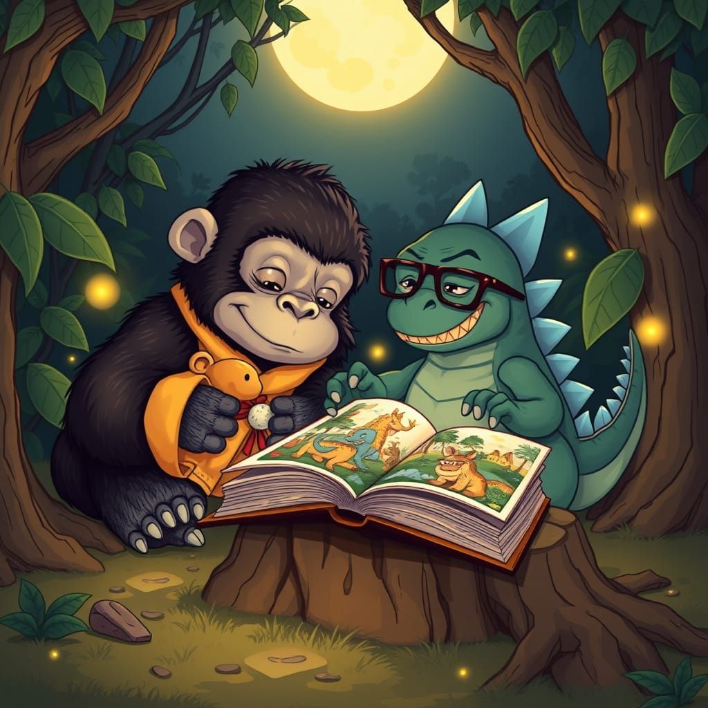 Kaiju Bedtime Stories - Moonlit Jungle Tale of Friendship