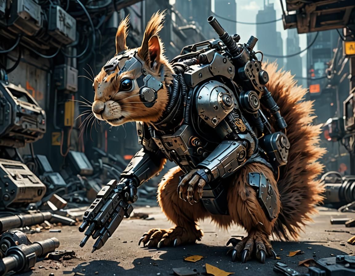 Is a terminator-squirrel, but it's a cybertronic_animal, looks like an ...