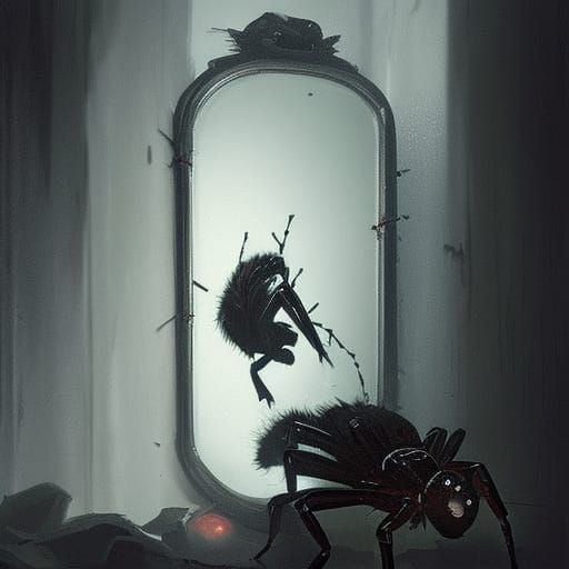 Spiders crawling through a mirror surface - AI Generated Artwork ...