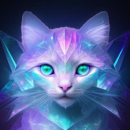 Psychedelic ethereal crystal cat& crystal vibes& shimmery vibes ...