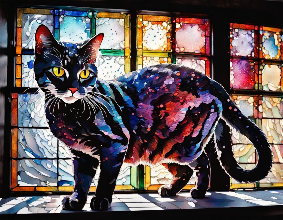 Stained glass exploding cats - AI Generated Artwork - NightCafe Creator