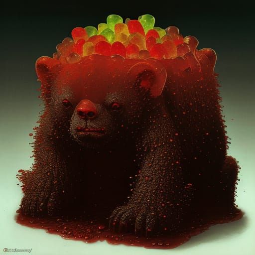 Surrealist Gummy Bear in a Distorted, Expressionis... - AI Art