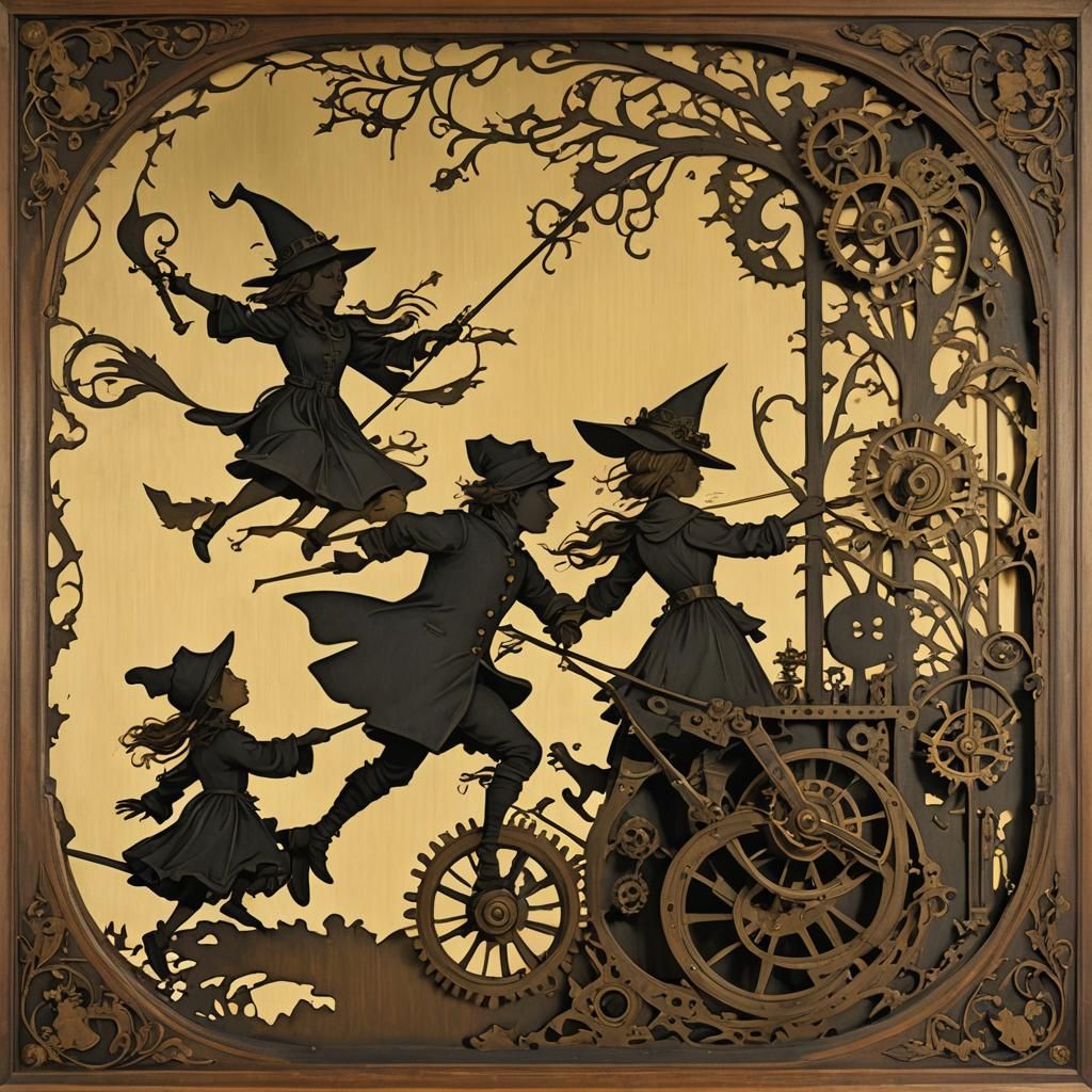 Victorian Clockwork Arcade Game with Shadow Puppet Screen-- Interior ...