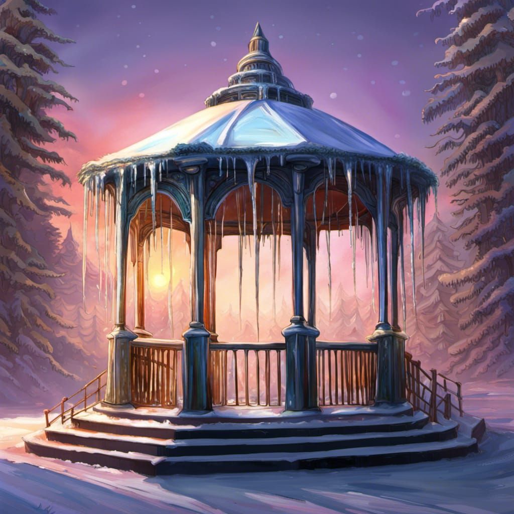 Gazebo with icicles on it - AI Generated Artwork - NightCafe Creator