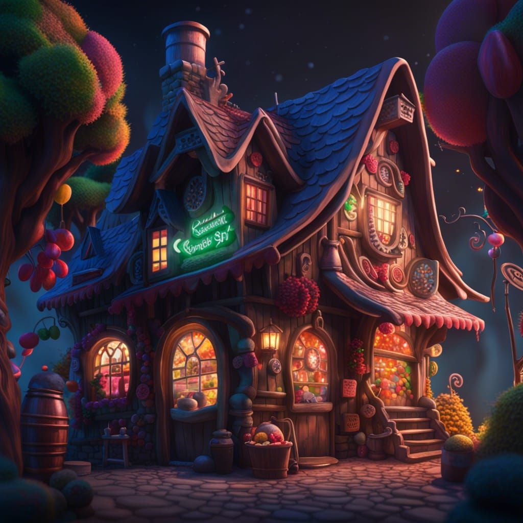 Hansel and Gretel candy shop - AI Generated Artwork - NightCafe Creator