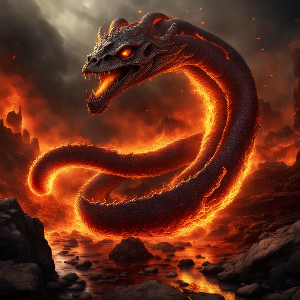 Pyroxis the Infernal Serpent: - AI Generated Artwork - NightCafe Creator