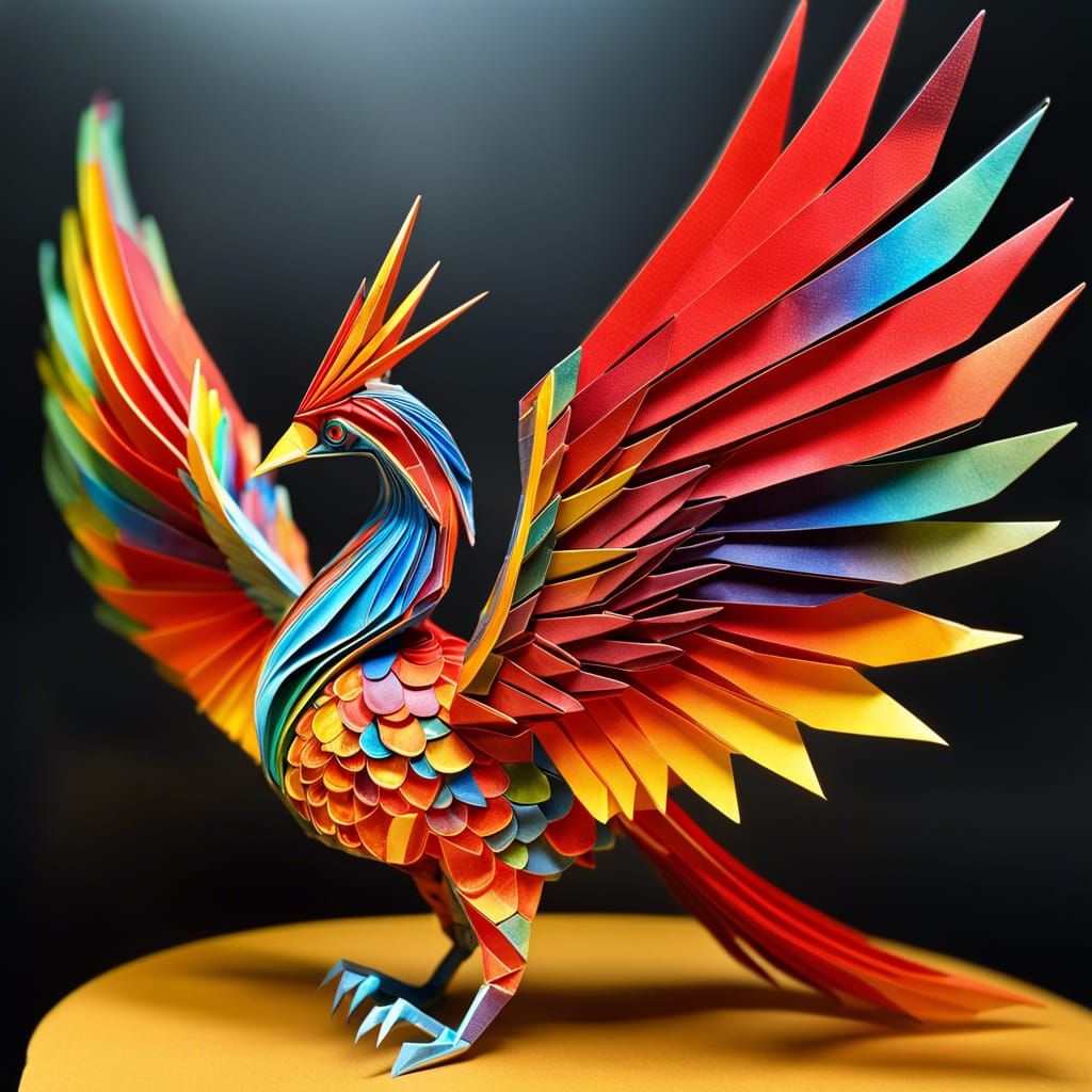 The Paper Phoenix v7 - AI Generated Artwork - NightCafe Creator
