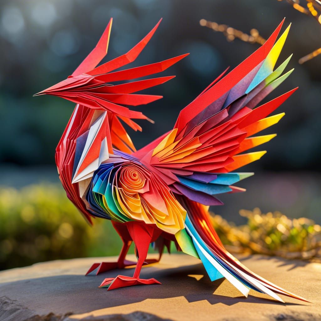 The Paper Phoenix v8 - AI Generated Artwork - NightCafe Creator