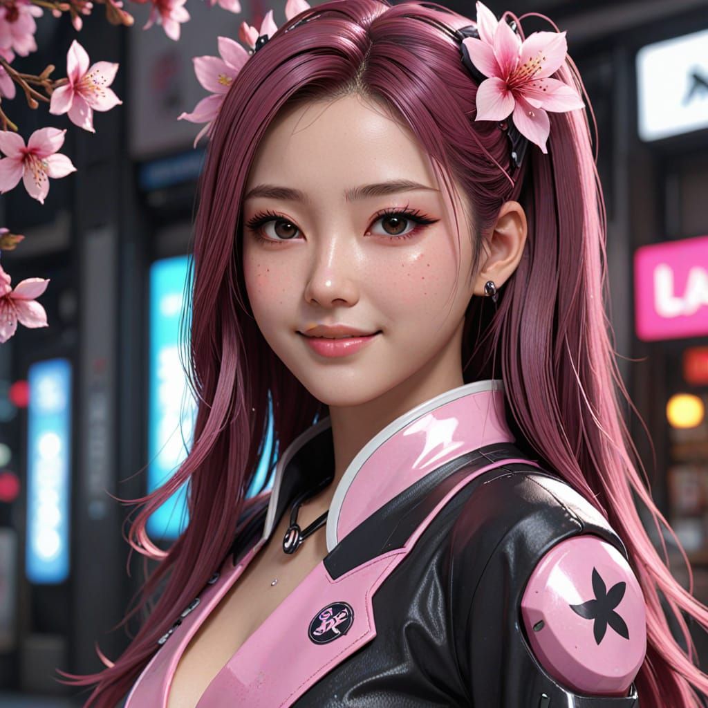 Beautiful Future Punk Woman in Neo Tokyo Pop Style - AI Art