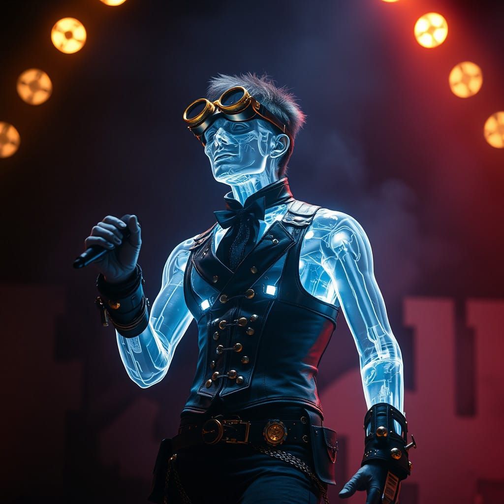 [Holograms] An interactive hologram artist performing on stage at a ...