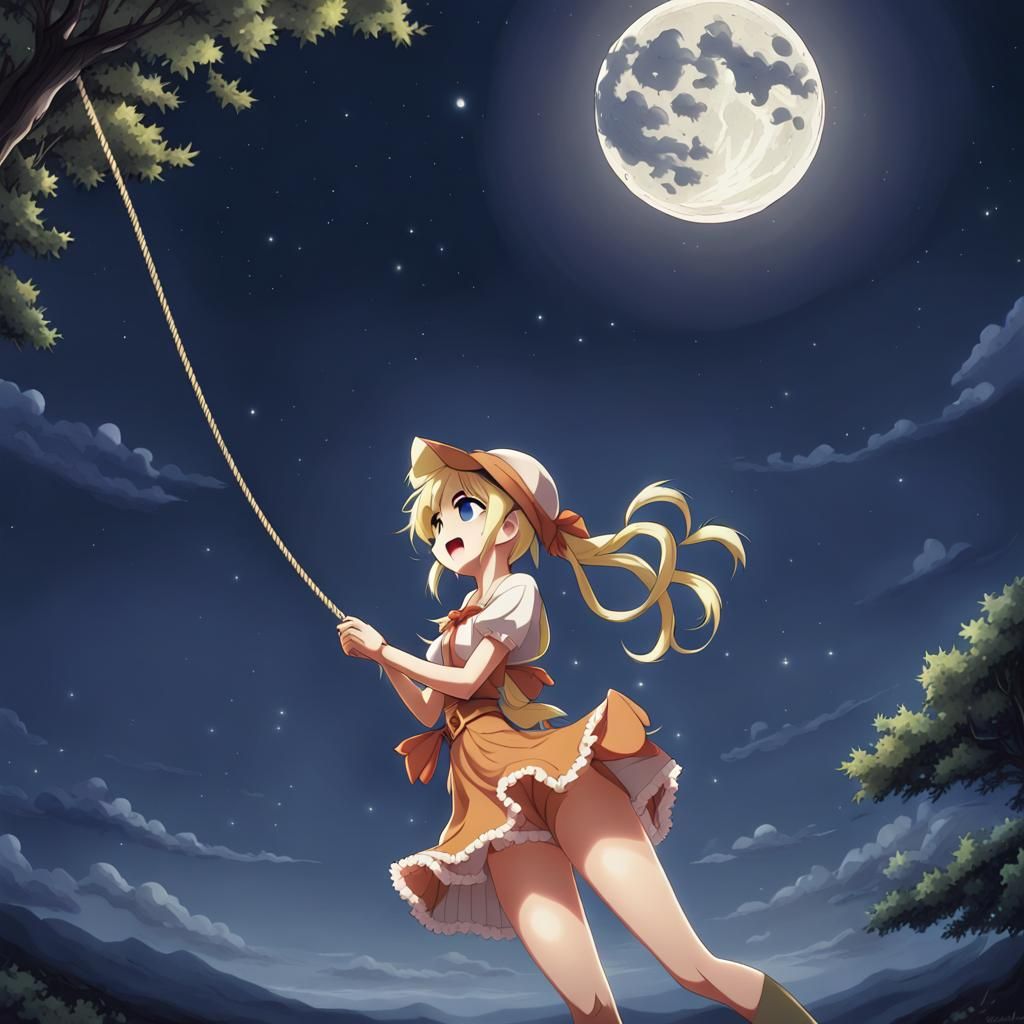 Applejack catching the the moon with her rope - AI Generated Artwork ...