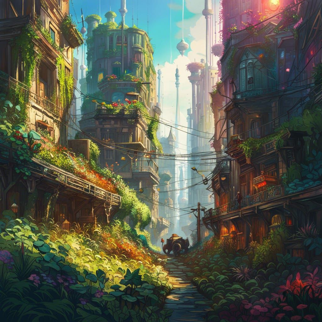 Dystopia Overgrown - AI Generated Artwork - NightCafe Creator