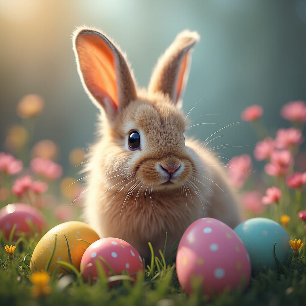 a cute fluffy Easter bunny - Cinematic Easter Bunny in Lumi...