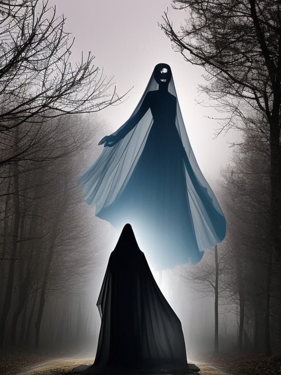 Beautiful Lovely Magic Ghost Witch Made of Shadow, Trasparent Shadowy ...