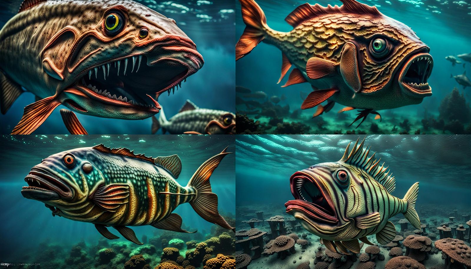 (((3D))) Prehistoric frightening grotesque looking fish - ((( https ...