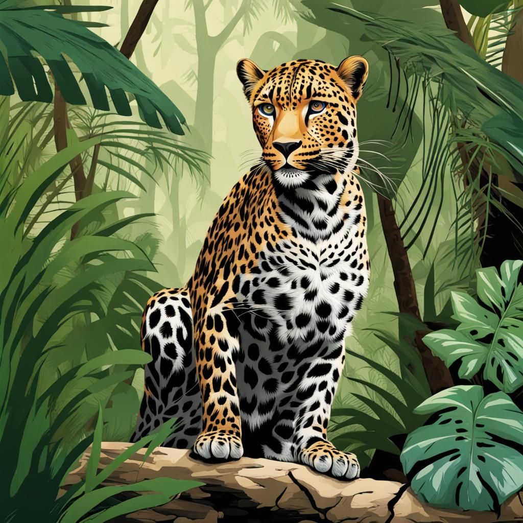 Leopard in the jungle - AI Generated Artwork - NightCafe Creator