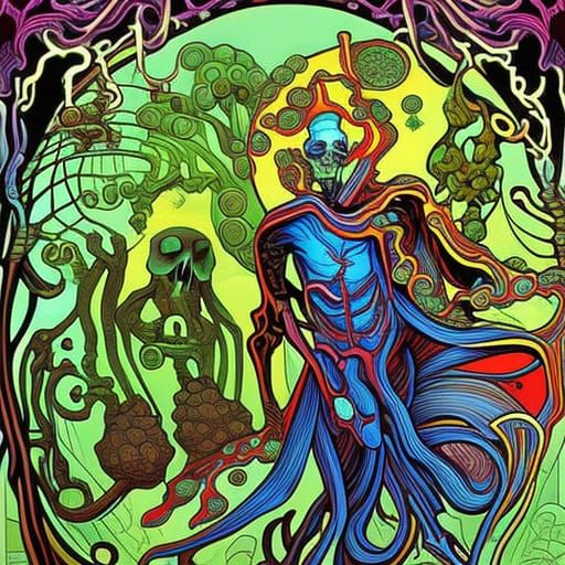 zombiecore fantasy psychedelic Hyper detailed babyface skeletons and ...