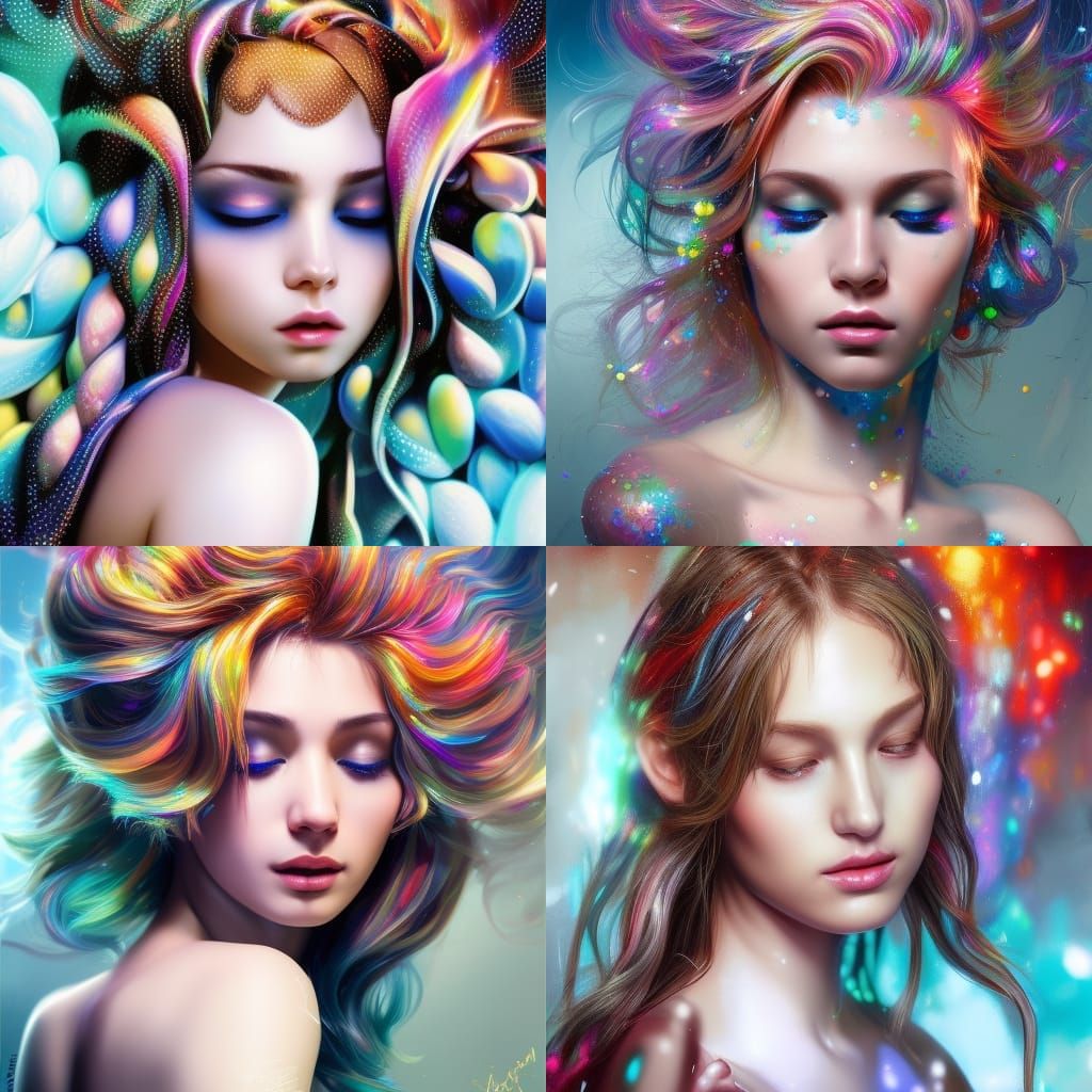 Shimmering Rainbow reflections, air brushed, artistic delight, hyper detailed, hyper realistic ...