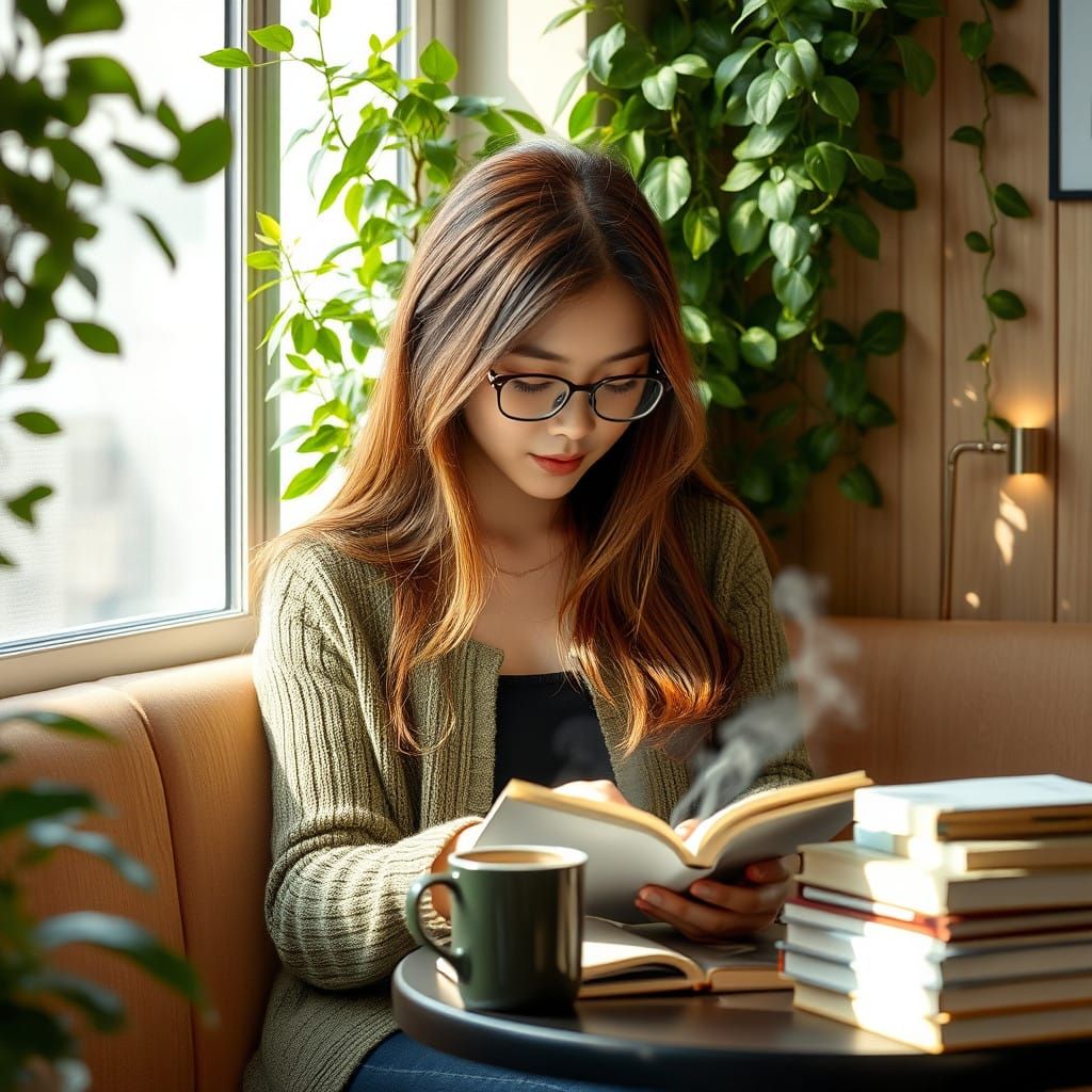 Cozy corner café - Cozy Corner Café Scene in Soft Light