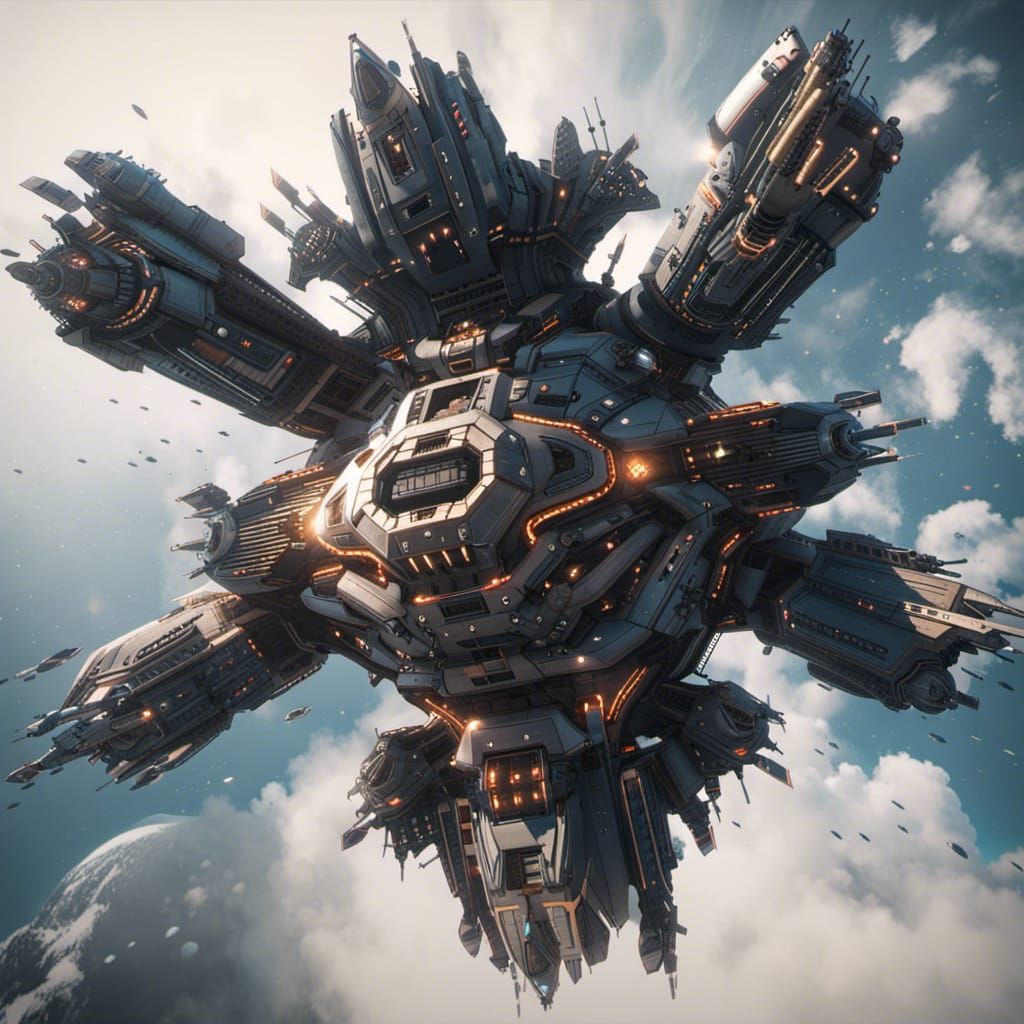 Enormous Crone class starfort guarding a planet. - AI Generated Artwork ...