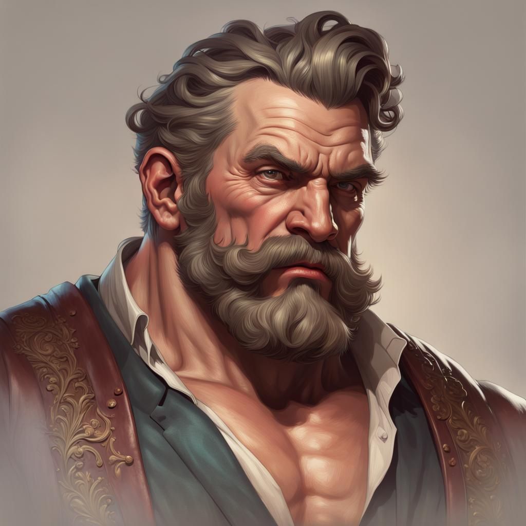 intelligent victorian strongman smart muscles vintage - AI Generated ...