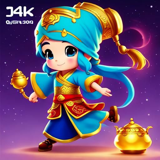 Genie, Pixar, Disney, Chibi, concept art, 4k resolution post processing ...