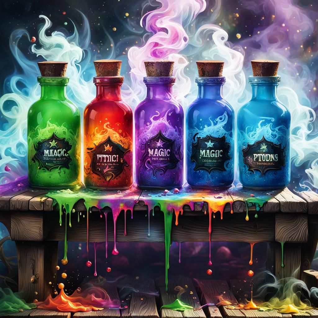 Spilled potions - AI Generated Artwork - NightCafe Creator