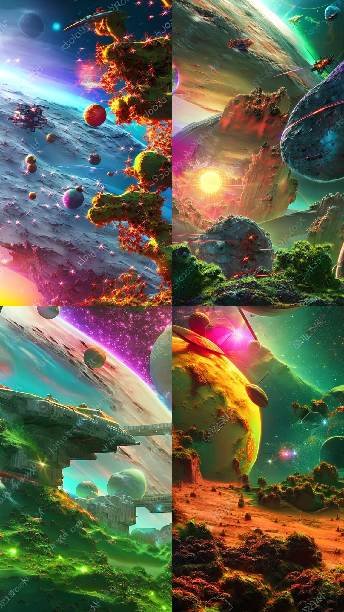 fantasy space exploration on an uninhabited planet with vibrant sci-fi ...